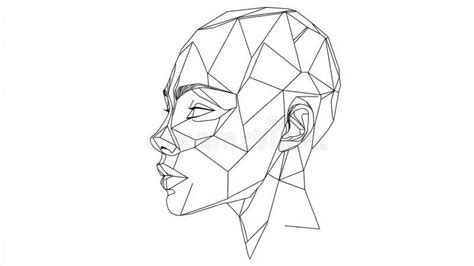 A Drawing Of A Man S Face With A Geometric Pattern Stock Illustration