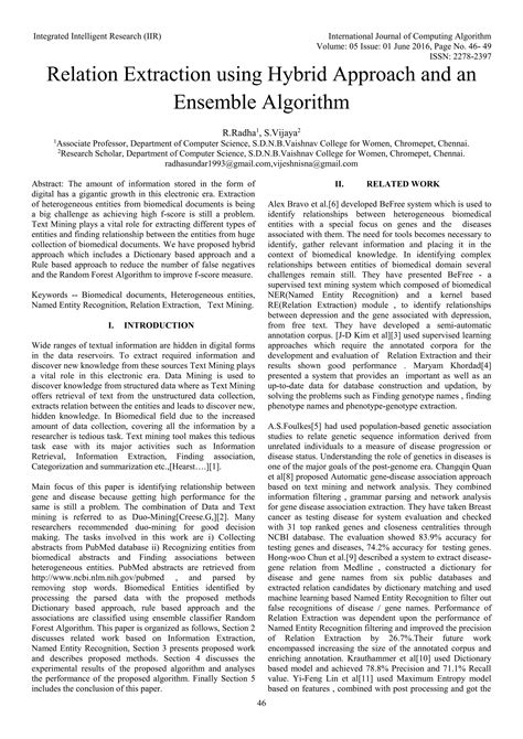 Relation Extraction Using Hybrid Approach And An Ensemble Algorithm Pdf