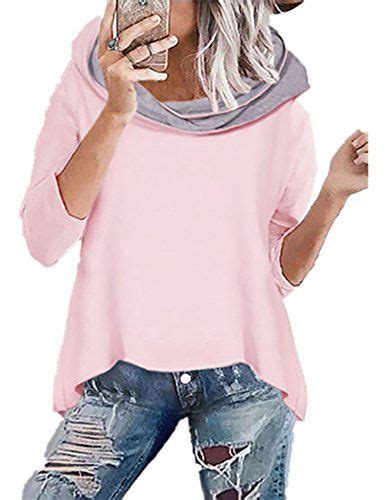 Boutiquefeel Damen Mode Kapuzenpullover Rosa Hoodie Hoher Kragen