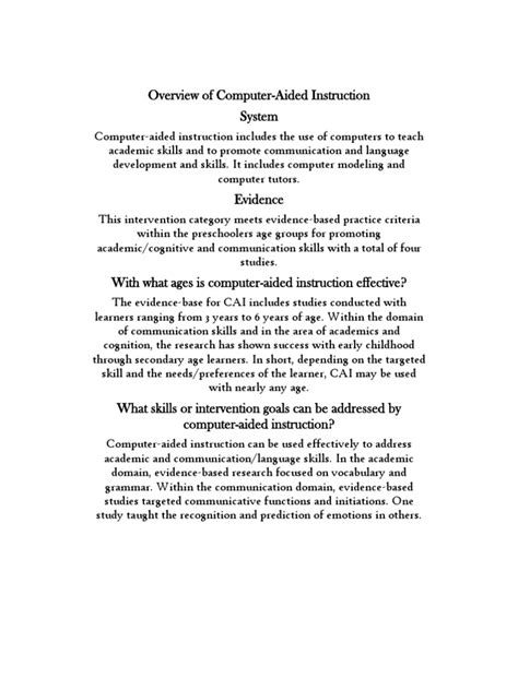Overview Of Computer Aided Instruction System Pdf