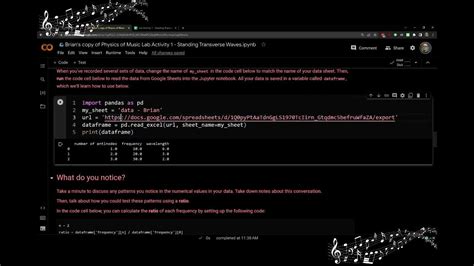 Handling Data In A Jupyter Notebook Physics Of Music Micro Tutorials 5 Youtube