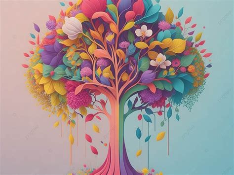 화려한 무지개 나무 그림 나무 화려한 자연 배경 일러스트 및 사진 무료 다운로드 Pngtree