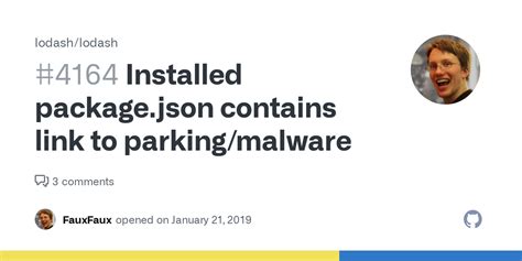 Installed Packagejson Contains Link To Parkingmalware · Issue 4164 · Lodashlodash · Github