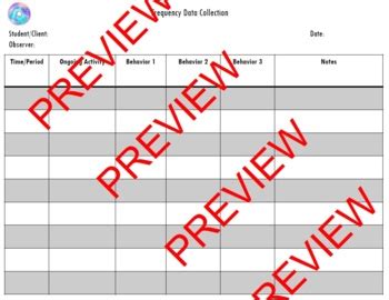 Frequency Sheet Fillable Editable By Behavior Analyst Bright Ideas