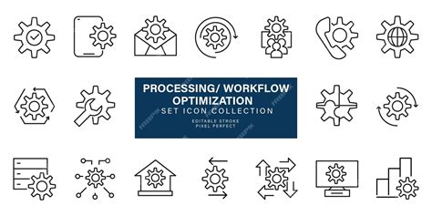 Premium Vector Set Processing Workflow Process Icon Data Update Line Icon