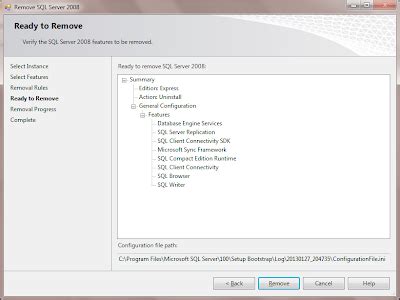 Codes Directory Uninstall SQL Server Instance