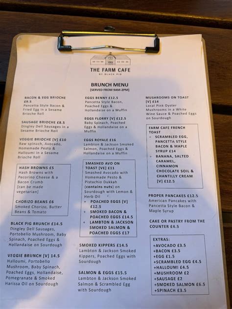 Menu At The Farm Cafe By Black Pig Maldon