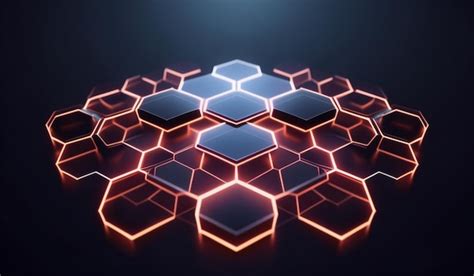 Abstract Background With Digital Lit Hexagonal Concept Premium AI Generated Image