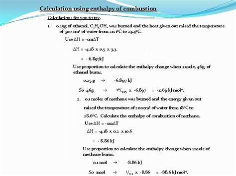 Enthalpy Calculations And The Specific Heat Equation Enthalpy