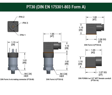 Pt30 Series High Performance Fixed Range Dimensions