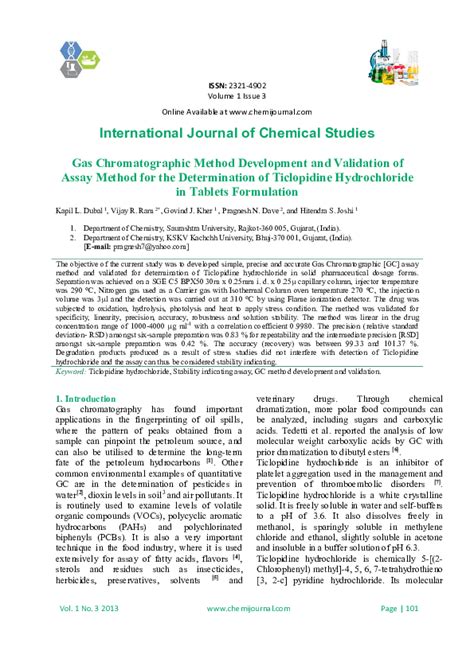 Pdf Gas Chromatographic Method Development And Validation Of Assay