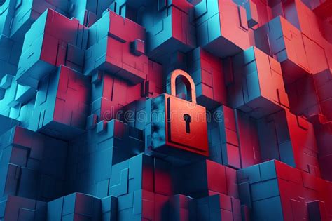 Lock And Data Storage Data Security Cybersecurity Cyber Defense Concept Stock Illustration