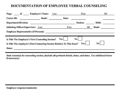 Free Employee Counseling Forms Pdf Word