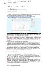 Lab Activity Vector Addition Subtraction Simulation Course Hero