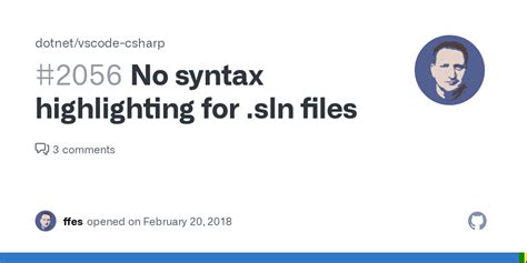 No Syntax Highlighting For Sln Files · Issue 2056 · Dotnetvscode Csharp · Github