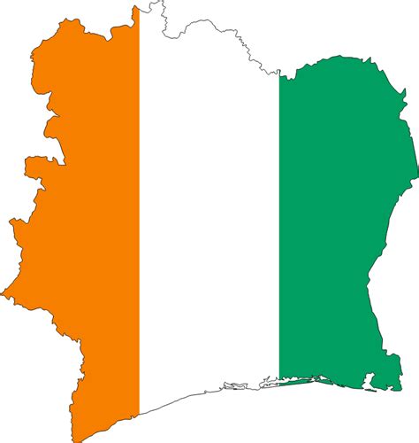 Ivory Coast Flag Map With Stroke Openclipart
