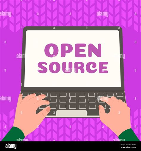 Hand Writing Sign Open Source Word For Denoting Software Which Original Source Code Freely
