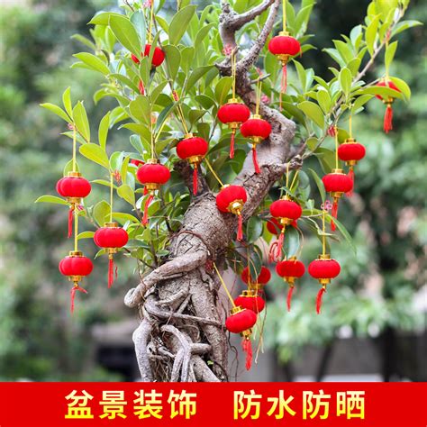 乔迁结婚春节过年装饰挂件小灯笼挂饰树上植绒室内盆景布置新款 虎窝淘