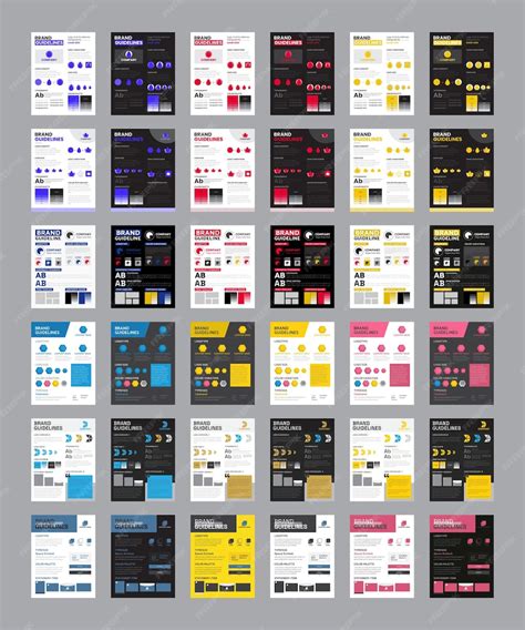 Din A3 브랜드 지침의 메가 번들 포스터 레이아웃 세트 브랜드 매뉴얼 템플릿 간단한 스타일과 M 프리미엄 벡터