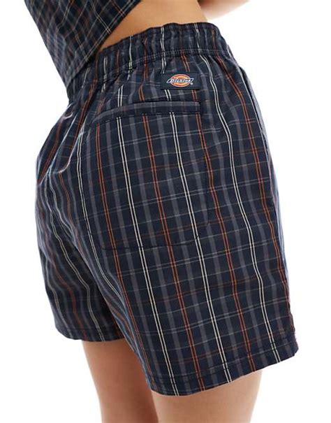 Dickies Surry Shorts With Plaid Print In Navy Asos
