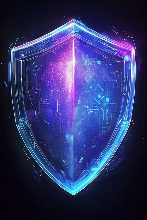 Digital Illustration Of Cyber Security Shield With Microchip Like