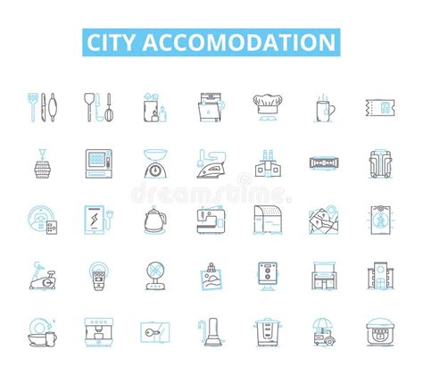 City Accomodation Linear Icons Set Cosy Centrality Comfort Ambiance Convenience Spacious