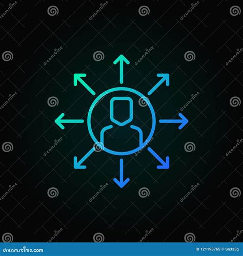 Man In Circle With Arrows Vector Outline Blue Icon Stock Vector