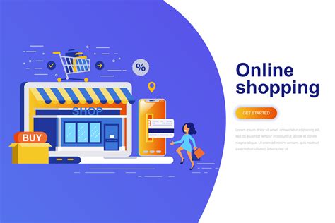 Online Shopping Modern Flat Concept Web Banner 257871 Vector Art At Vecteezy