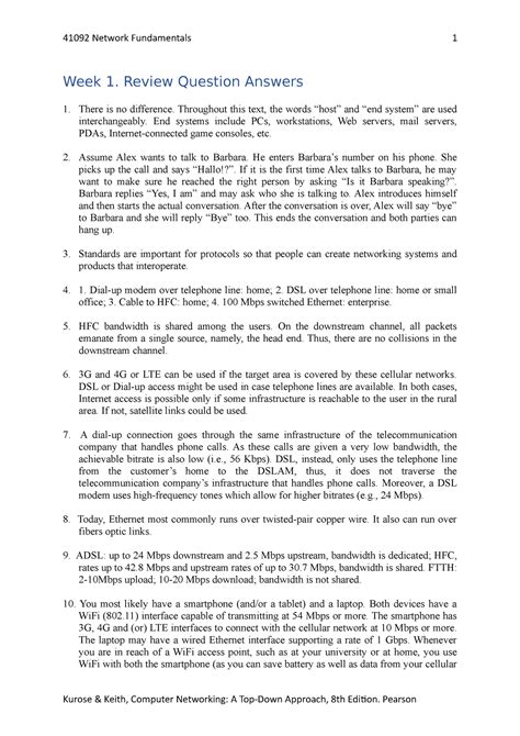 Week1 Review Question Answer 41092 Network Fundamentals Week 1 Review Question Answers There