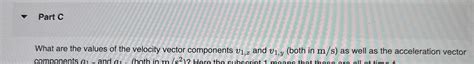 Solved Part Cwhat Are The Values Of The Velocity Vector