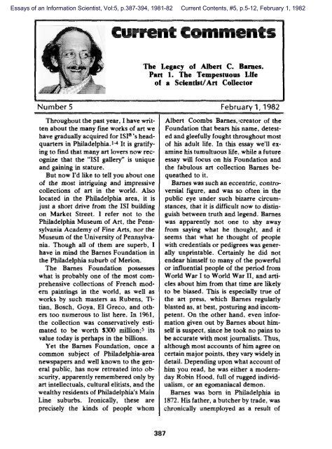 The Legacy Of Albert C Barnes Part 1 The Tempestuous Life Of A