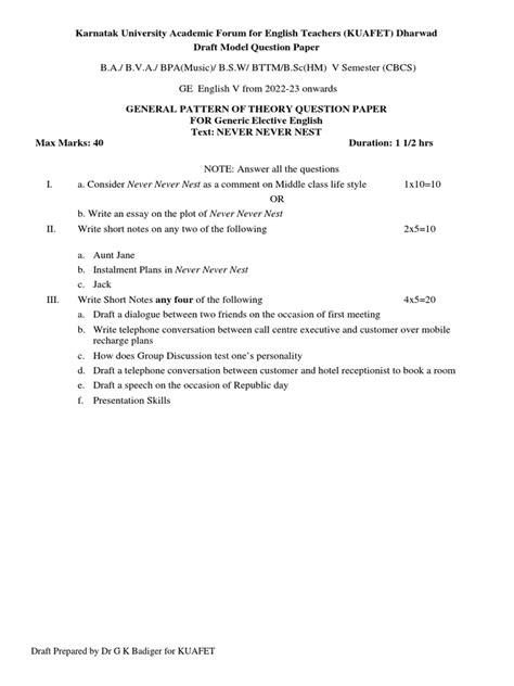 Model Question Papers Of V Sem Cbcs Ge And Sec For 2022 23 Pdf