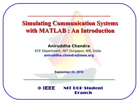 Simulating Communication Systems With Matlab An Introduction Ppt