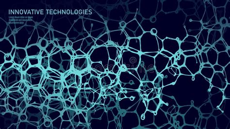 Abstract Molecular Network Structure Interconnected Organic Shapes Create A Complex Mesh Stock