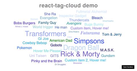 React Tag Cloud Examples Codesandbox