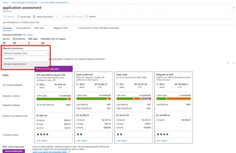 애플리케이션 평가 검토 Azure Migrate Microsoft Learn