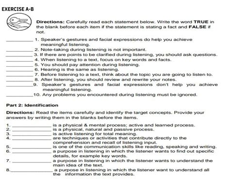 exercise a b directions carefully read each statement below write the
