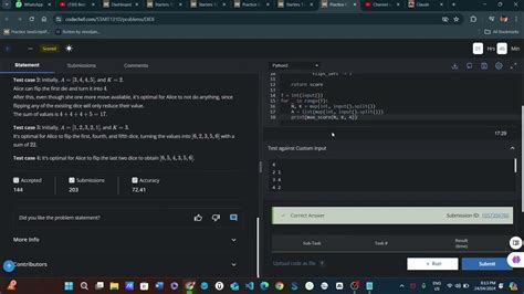 dice deception codechef solution starter 131 contest solution