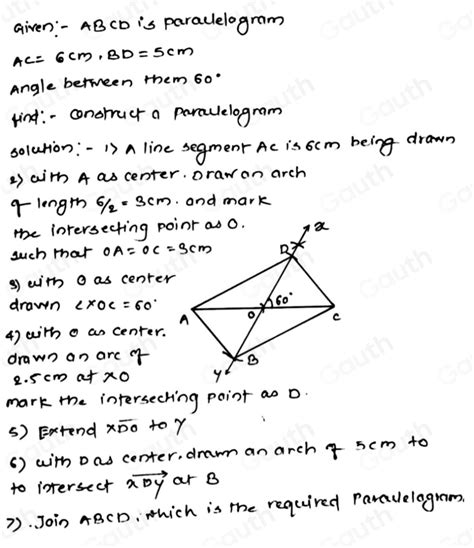 Solved 10 Construct The Rectangle Having Length Of Diagonal 6cm And Angle Between Them Is 60