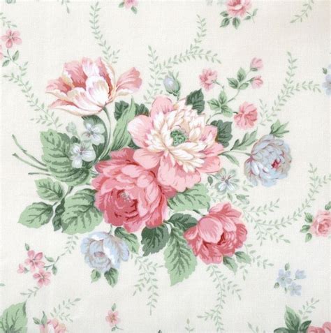 Vintage Roses Fabric By The Yard ~ Cotton Quilt Fabric Pink Roses So