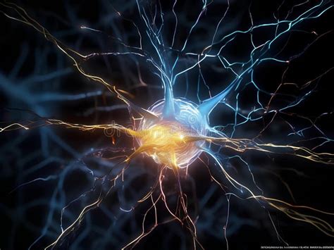 Image Of A Neuron Receiving An Electrical Impulse 2 Stock Illustration