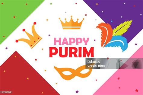 전통적인 Purim 기호와 행복 한 푸림 휴일 인사말 카드입니다 벡터 그림입니다 디자인 명함 초대장 기프트 카드 요소 개념에 대한 스톡 벡터 아트 및 기타 이미지 Istock