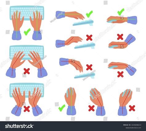 Keyboard Mouse Hands Posture Correct Incorrect Stock Vector Royalty Free 2219248213 Shutterstock