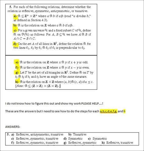 For Each Of The Following Relations Determine