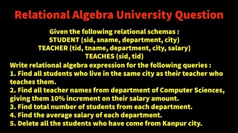 Dbms Lec 24 Relational Algebra Practice Questions With Answers