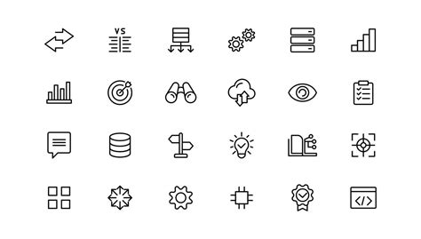 Data Analysis Statistics Analytics Minimal Thin Line Web Icon Set Outline Icons Collection