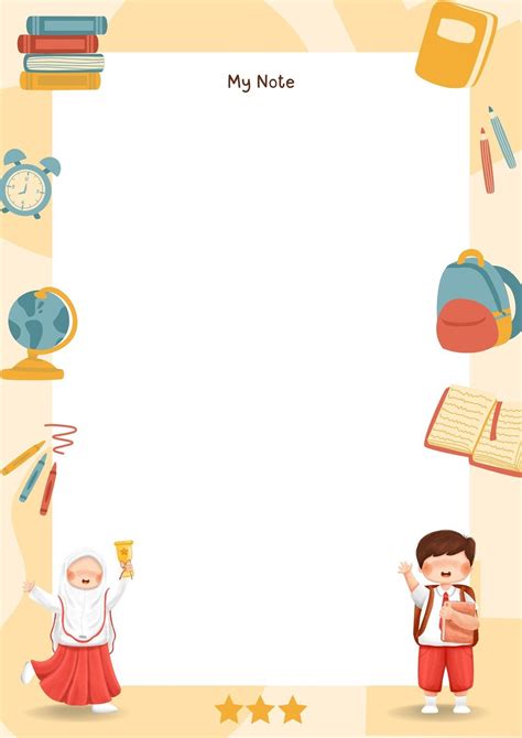 Colorful School Materials Blank A4 Page Border Templates By Canva