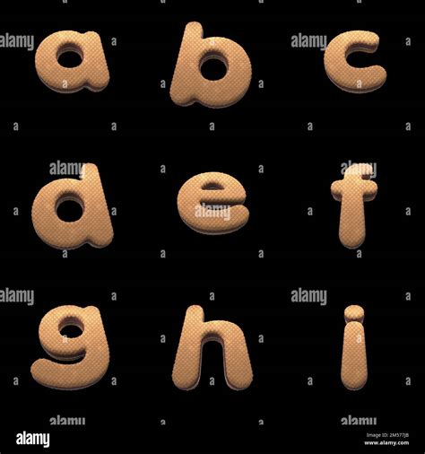 3d Rendering Set Of Chocolate Waffle Font Alphabet Numbers And Punctutation Marks Isolated On