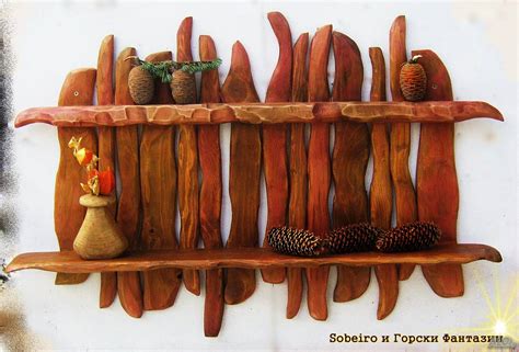 Битова Етажерка дървена рафт Аксесоари Своге Изработен е от ела 94 см е дължината 7