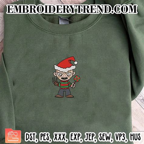 Chibi Freddy Krueger Christmas Embroidery Design Horror Movie Machine
